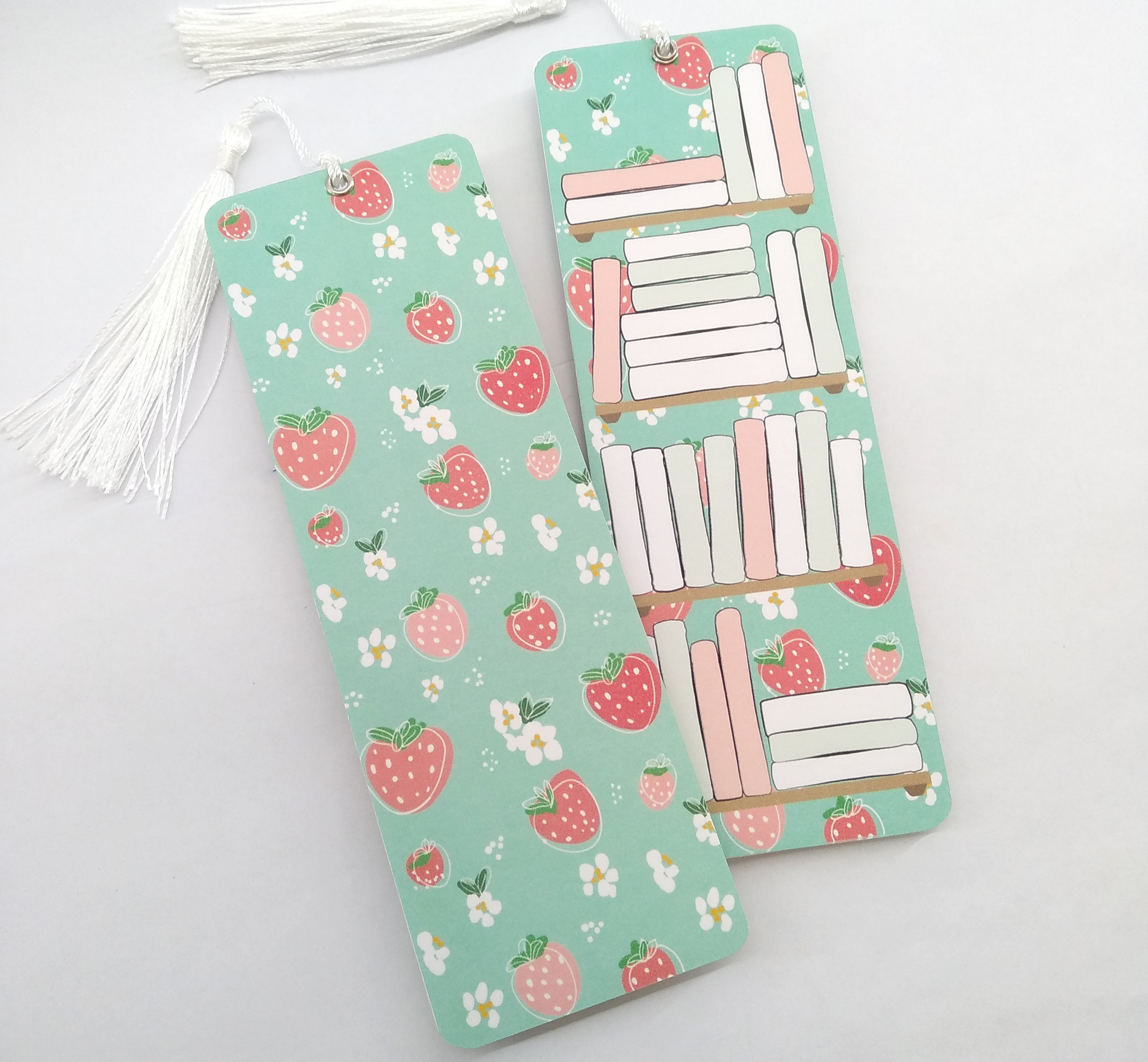 Cute Lemon Strawberry Peach Bookmark Tracker 29 Book Spines | Etsy