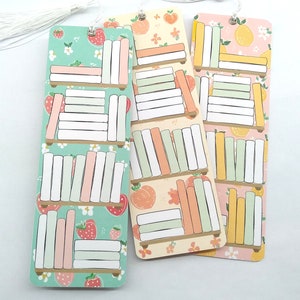 Cute Lemon Strawberry Peach Bookmark Tracker, 29 Book Spines to Fill ...