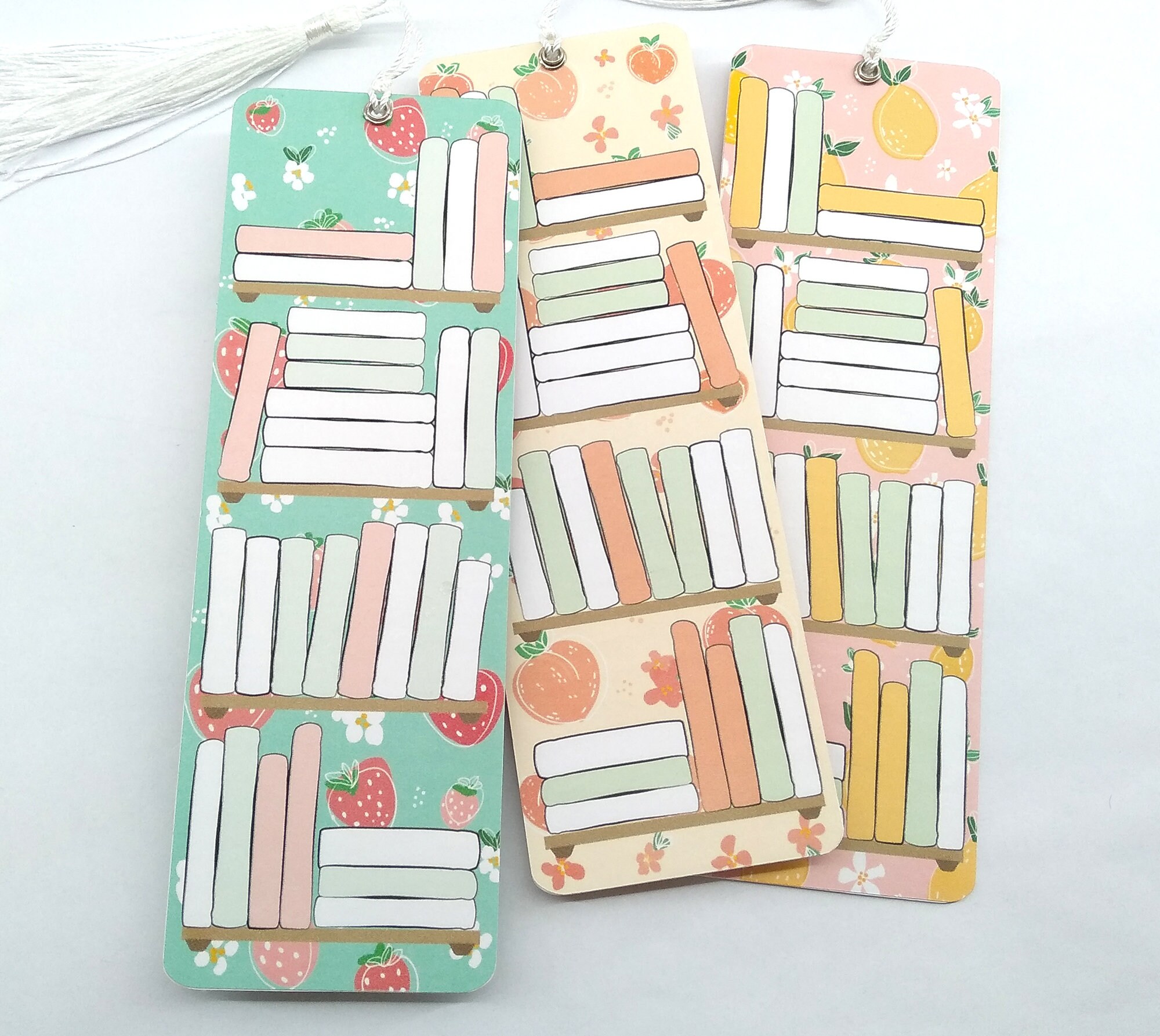Cute Lemon Strawberry Peach Bookmark Tracker, 29 Book Spines to Fill ...