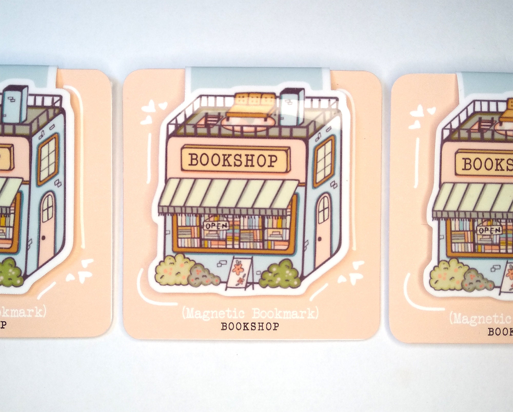 Bookshop Bookmark Magnet Set, Magnetic, Handmade, Front Side is ...