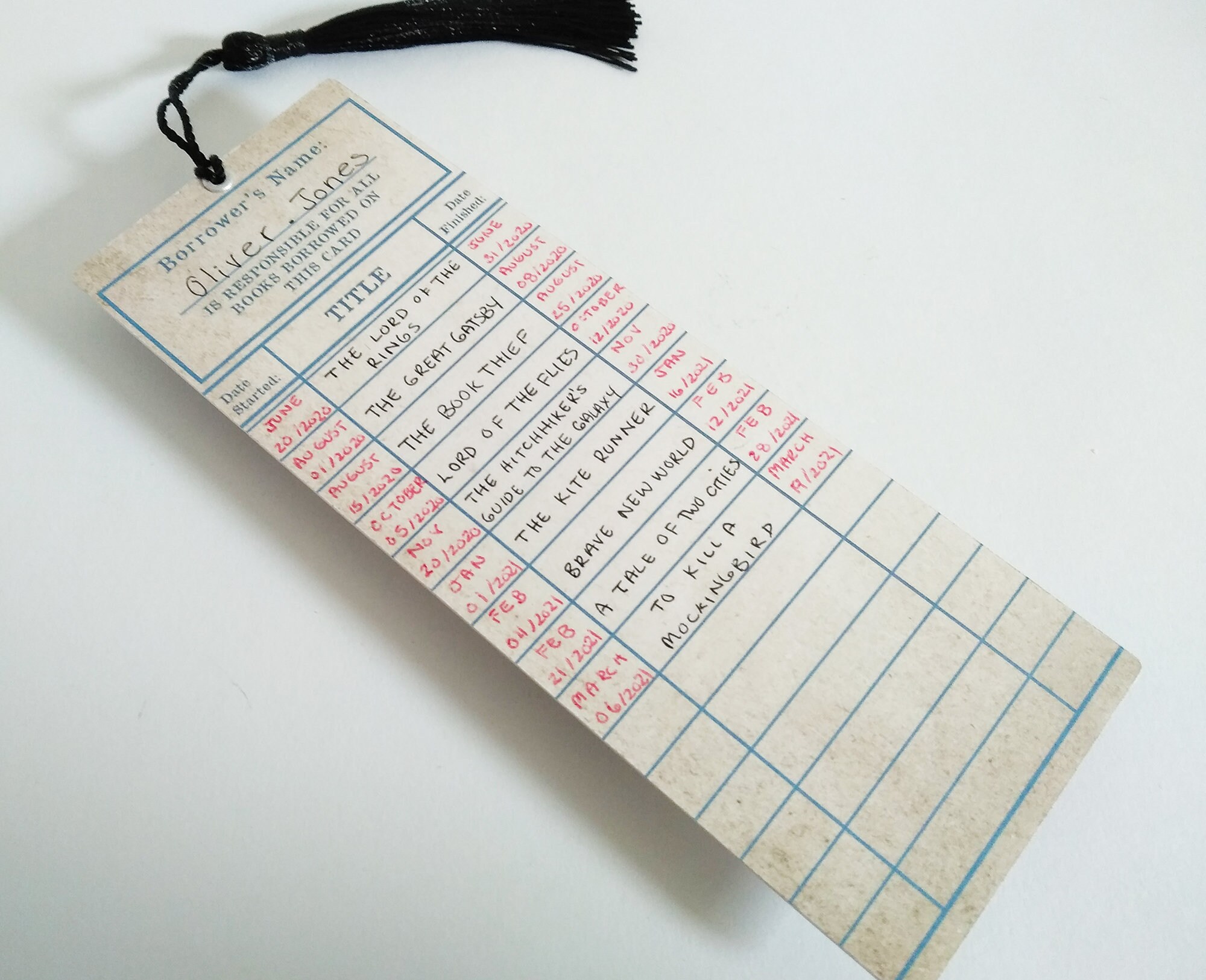 Library Book Card Book Mark Tracker, Vintage Look, Thick Sturdy ...