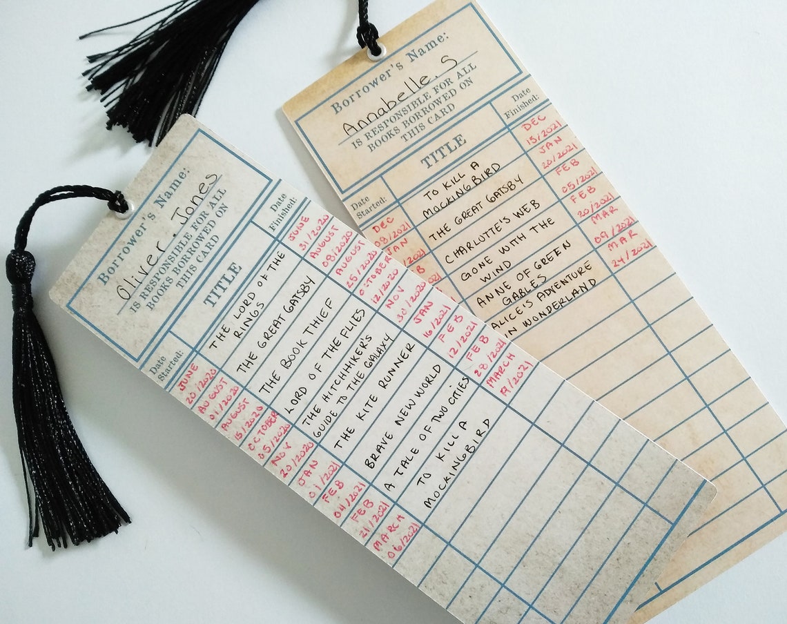 Library Book Card Book Mark Tracker Vintage Look Thick | Etsy Canada