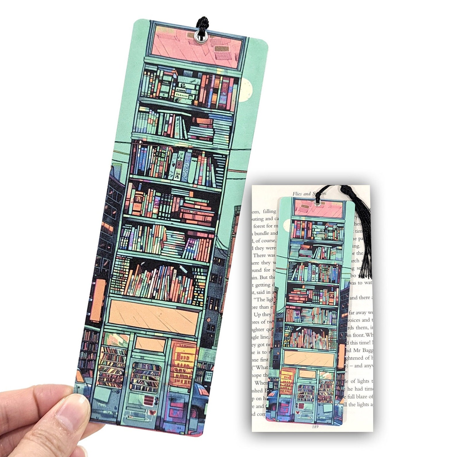 Cool Aesthetic Cityscape Bookshop Bookmark Tracker, 25 Books to Fill In ...