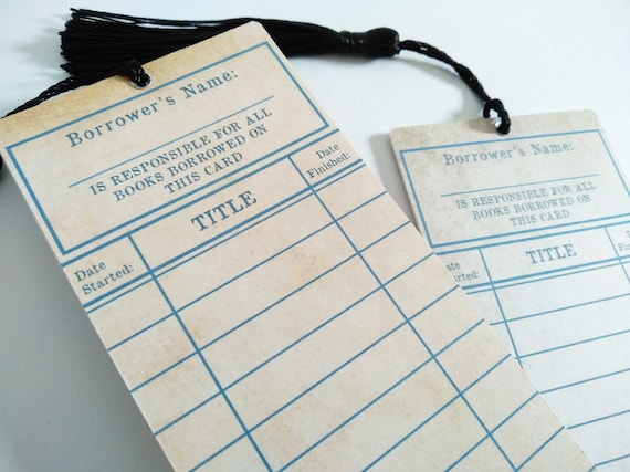 Library Book Card Book Mark Tracker Vintage Look Thick | Etsy Canada