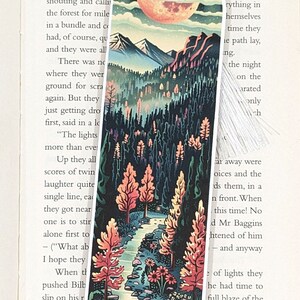 Enchanting Forest Stream Bookmark: Cloudy Moonlight Bookmark, Double ...