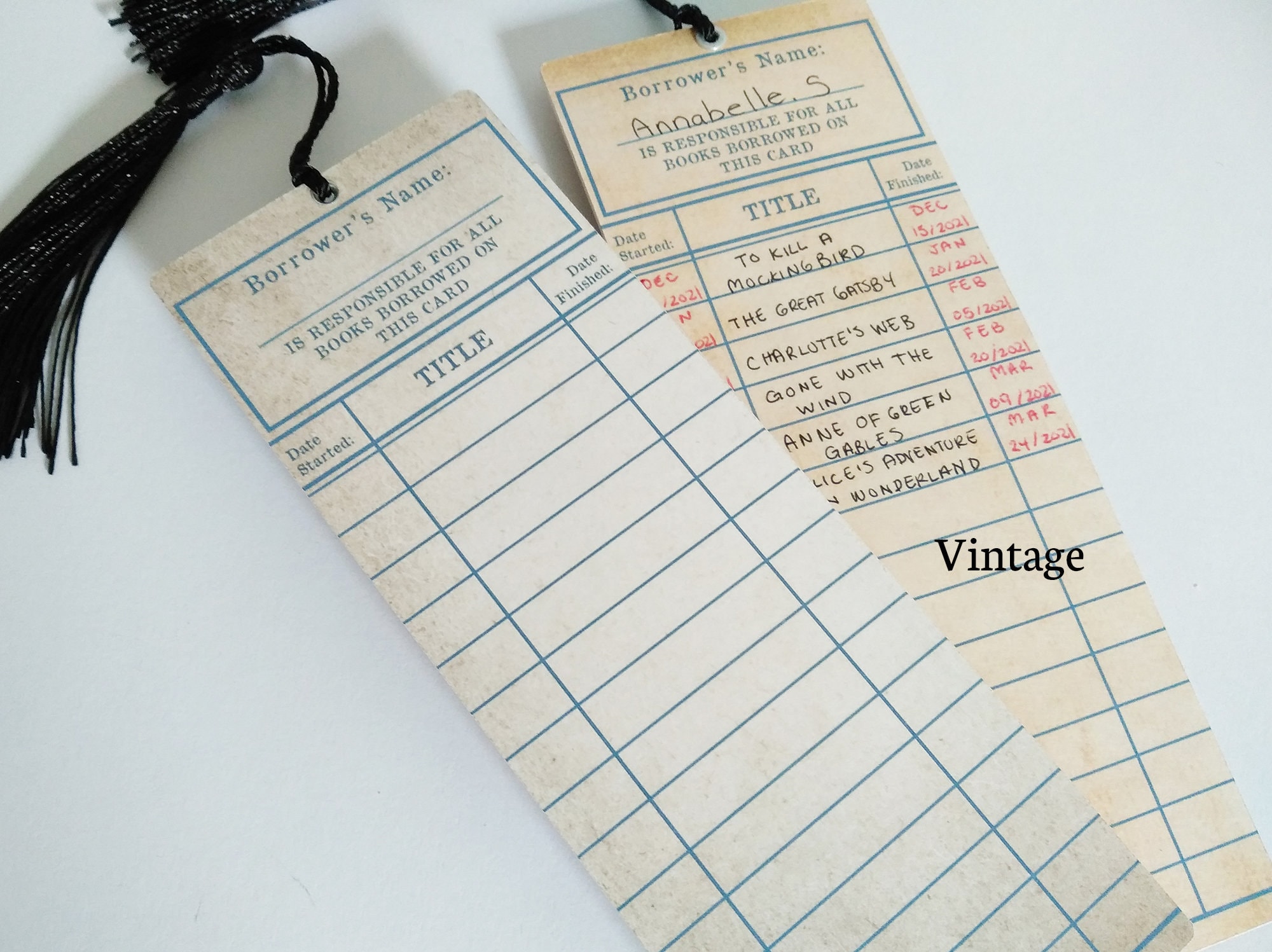Library Book Card Book Mark Tracker Vintage Look Thick - Etsy Canada