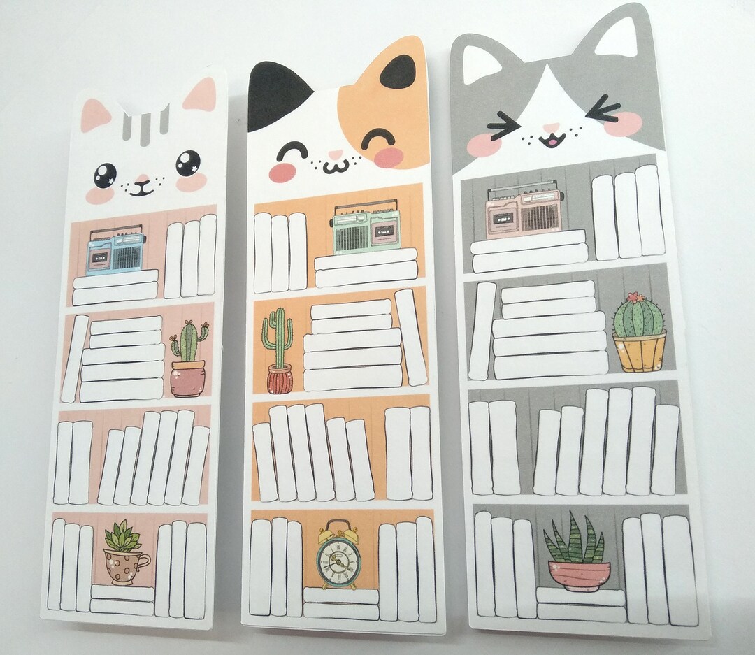 Kawaii Kitty Cat Bookmark Tracker, Bookshelf, Cat Lover, Gift, Book ...
