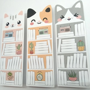 Kawaii Kitty Cat Bookmark Tracker, Bookshelf, Cat Lover, Gift, Book ...