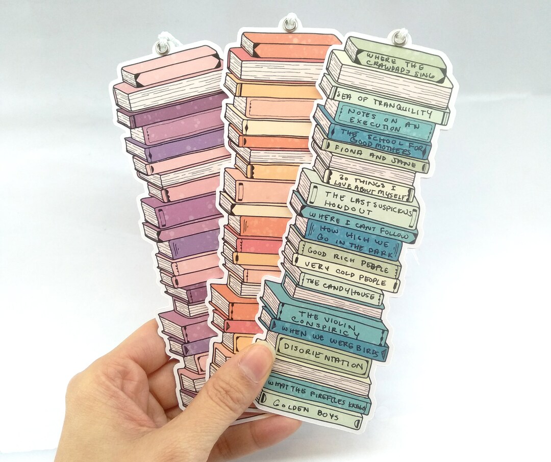 Bookmark Book Tracker, Book Stack, Double Sided, 34 Books to Fill per ...