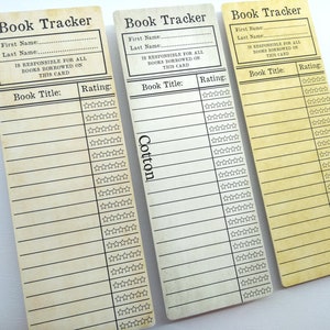 Library Book Card Book Mark Tracker, Star Rating, Vintage Look, Thick ...