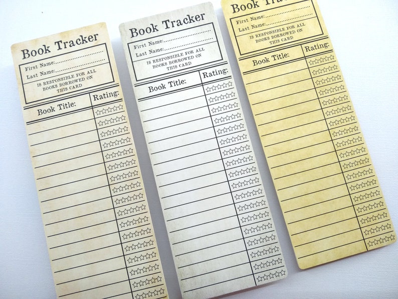 Library Book Card Book Mark Tracker, Star Rating, Vintage Look, Thick ...