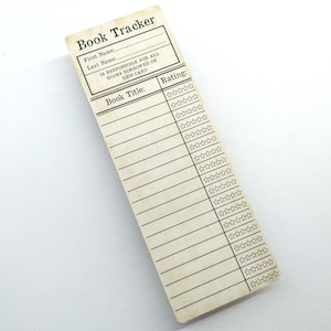 Library Book Card Book Mark Tracker, Star Rating, Vintage Look, Thick ...