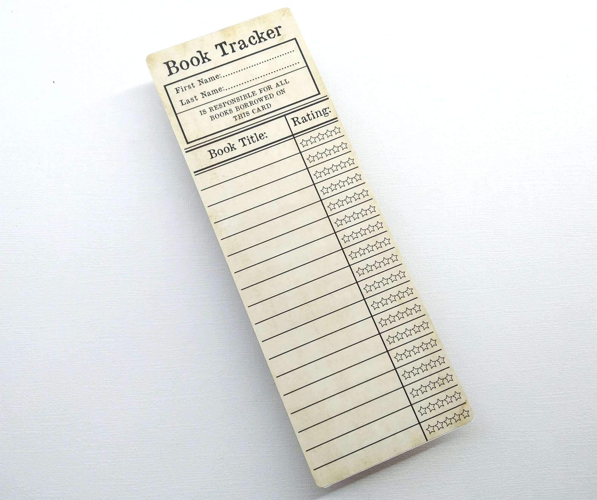 Library Book Card Book Mark Tracker, Star Rating, Vintage Look, Thick ...