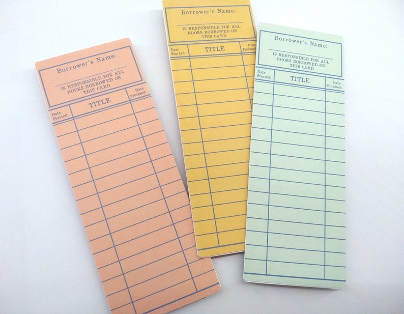 Library Book Card Book Mark Tracker, Vintage Look, Thick Sturdy Layered ...