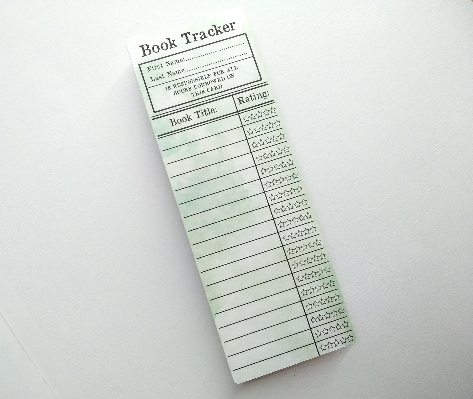 Library Book Card Book Mark Tracker Star Rating Water Color - Etsy
