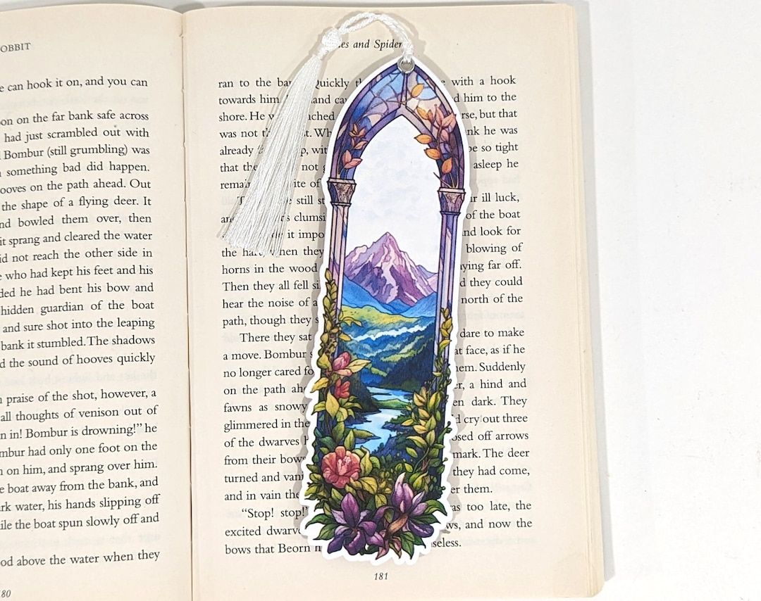 Dreamy Window View Bookmark - Tranquil Mountain and Waterfront, Double ...