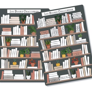 100 Books Reading Challenge, Bookshelf Book Tracker, Large Matte Vinyl ...