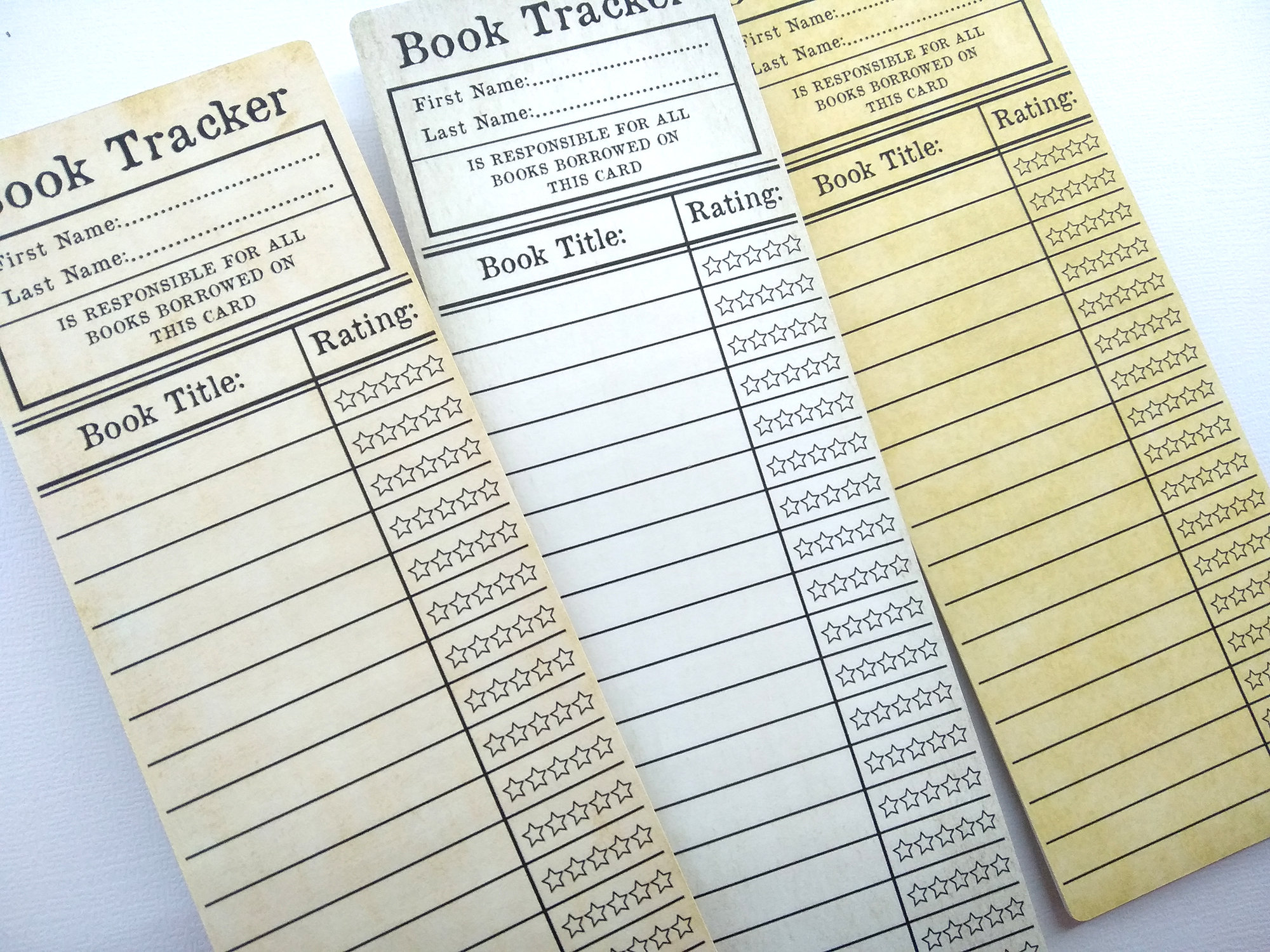 Library Book Card Book Mark Tracker, Star Rating, Vintage Look, Thick ...