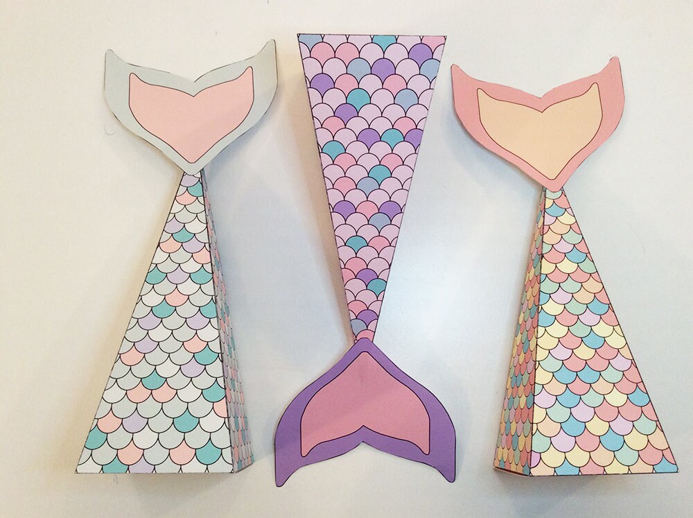 Mermaid Birthday Party Favor Box Printable DIY/3 Colours - Etsy Australia