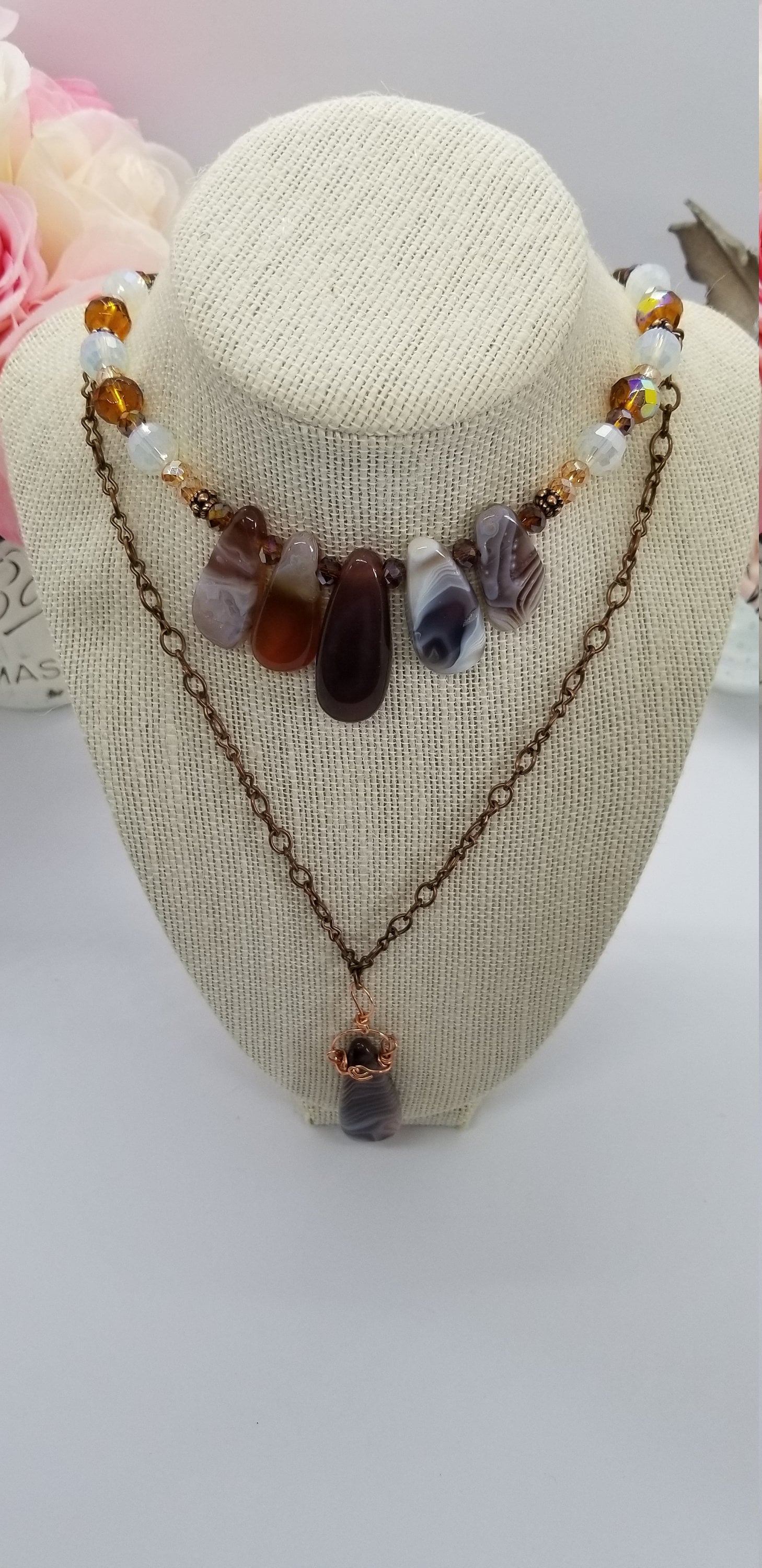 A Beautiful Agate Stone Pendant Necklace Bohemian Jewelry. - Etsy