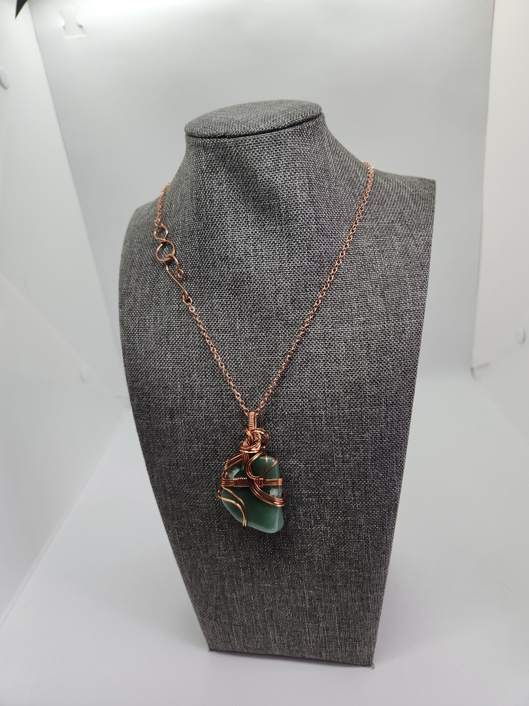 Aventurine Spiral Pendant, Coil Wrapped Aventurine Pendant, Copper ...