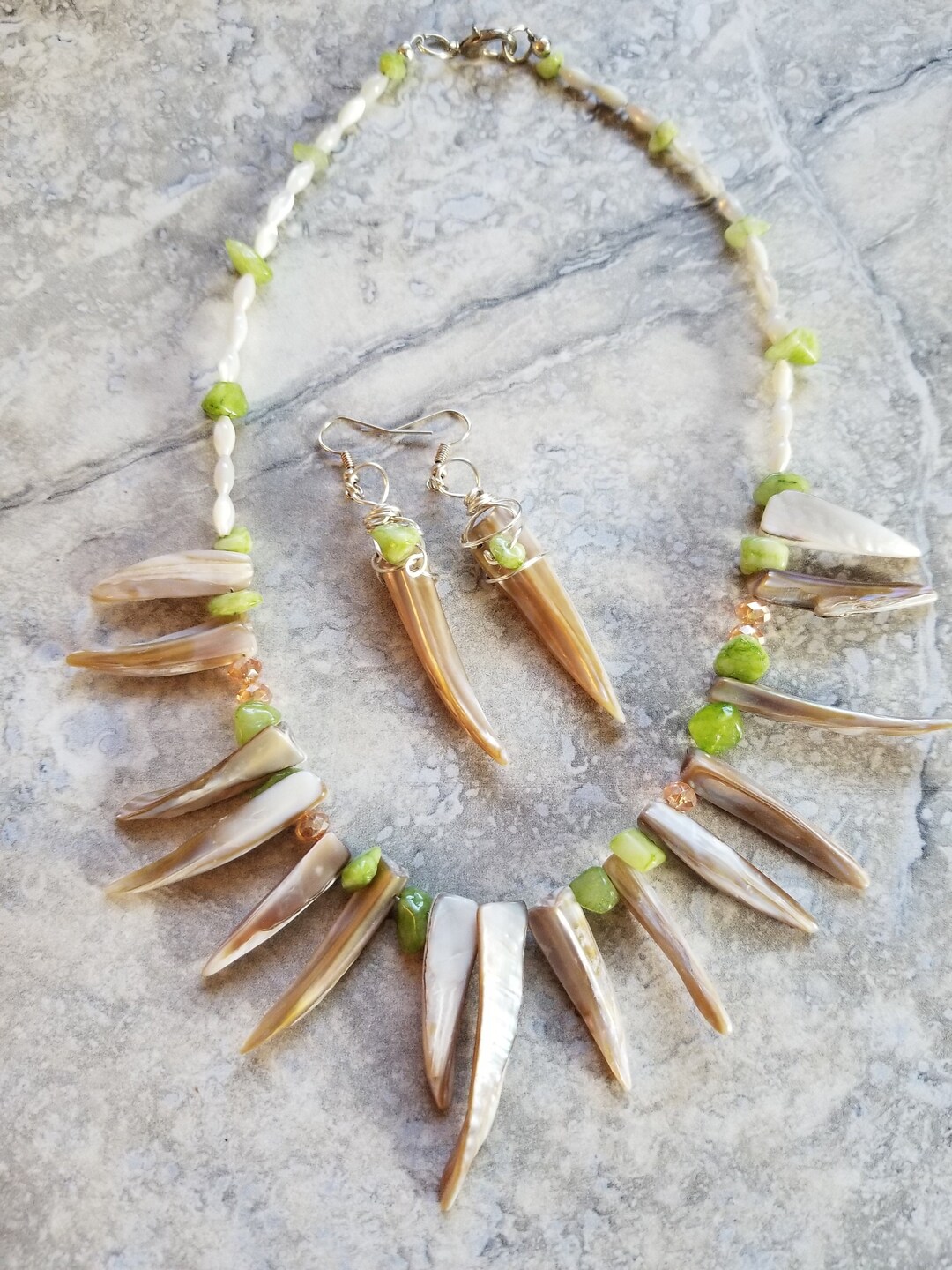 Beach Shell Necklace and Earrings Set - Hippie Chic Jewelry - Perfect ...