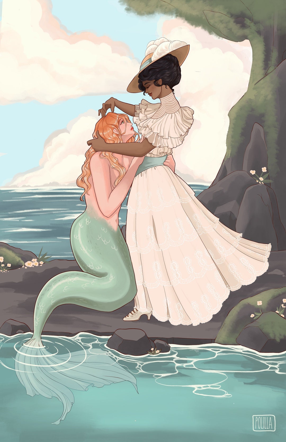 The Mermaid and Her Lover Art Print - Etsy