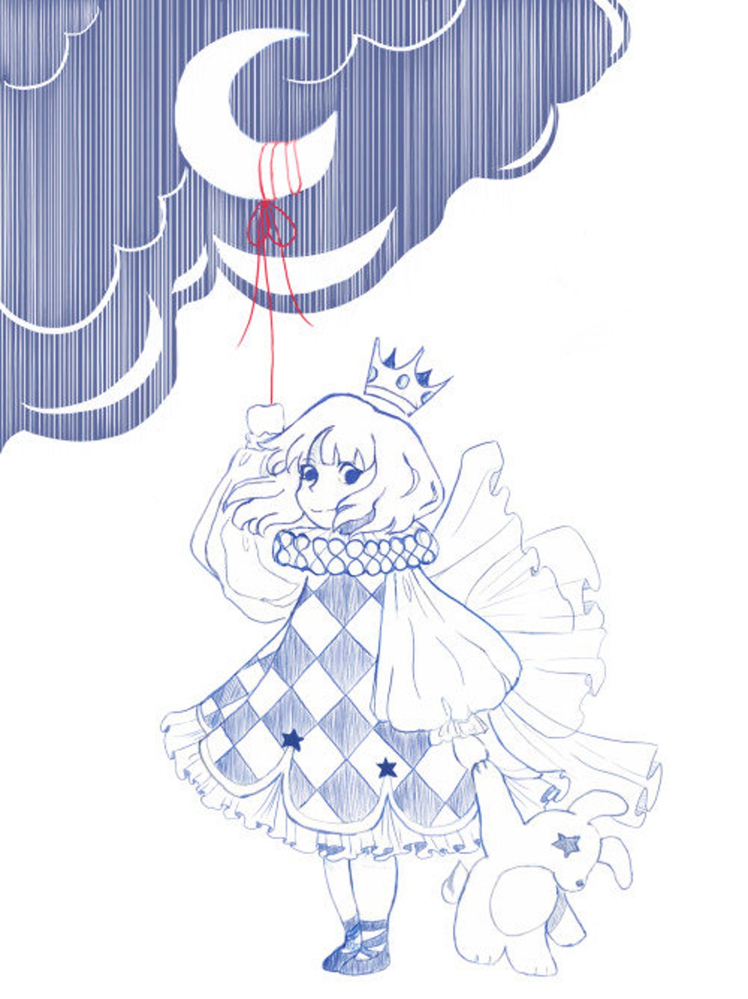 The Moon on a String Pen and Ink Print - Etsy