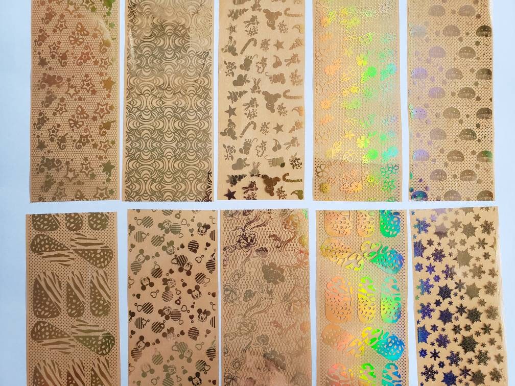 Nail Foil Transfer Gold Color. Nail Art. Nail Designer - Etsy