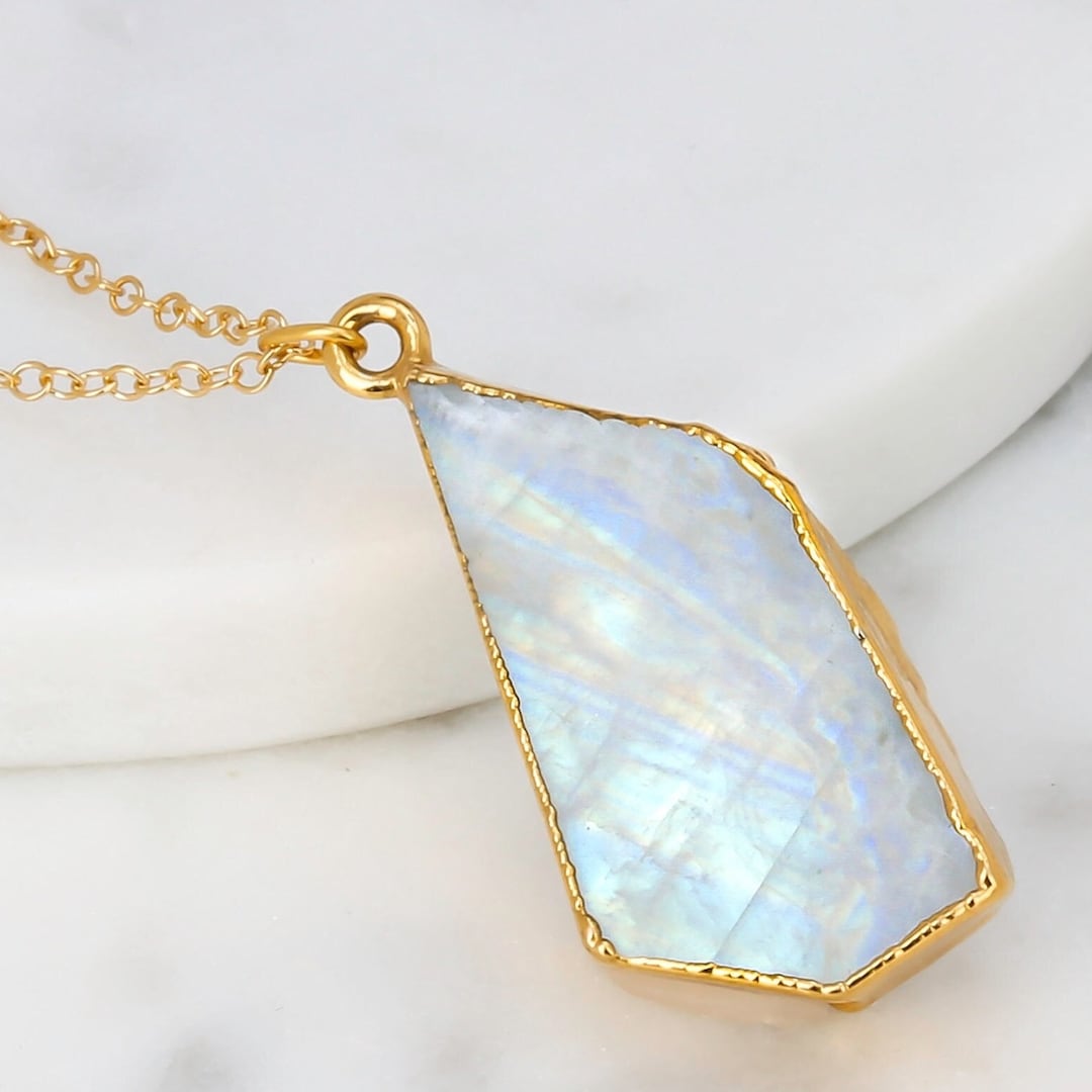 Raw Moonstone Necklace • Fall Jewelry • Witchy Protection Stone • Long ...