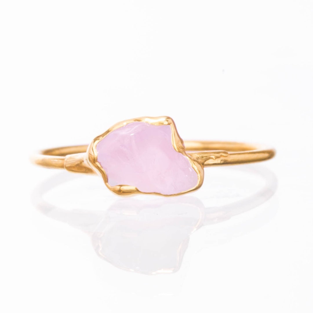 Dainty Raw Rose Quartz Ring • Gold Filled • Perfect Bridesmaid Gift ...