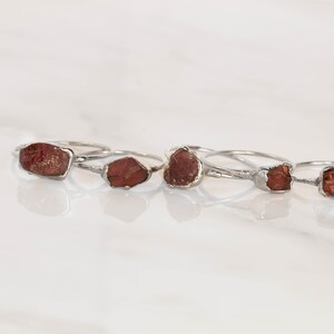 Raw Garnet Ring, Rose Gold Ring, Raw Crystal Ring, Raw Stone Ring, January Birthstone Ring ...