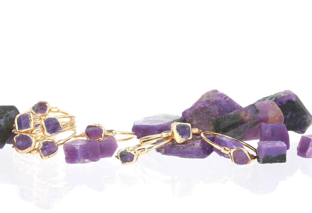 Dainty Raw Charoite Ring • Gold Filled • Delicate Gemstone Stacking ...