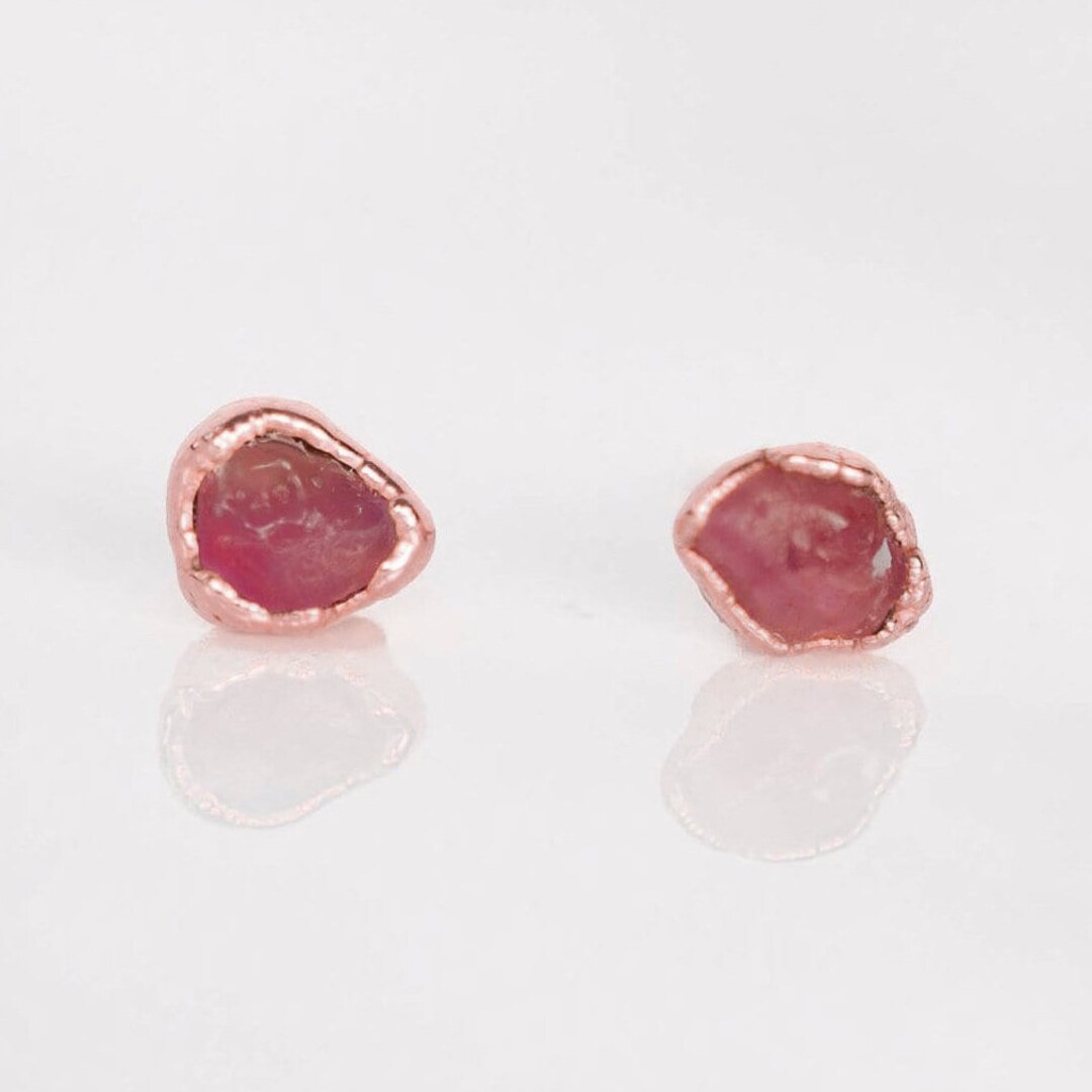 Raw Ruby Earrings, Rose Gold Earrings, July Birthstone, Wedding Gift ...