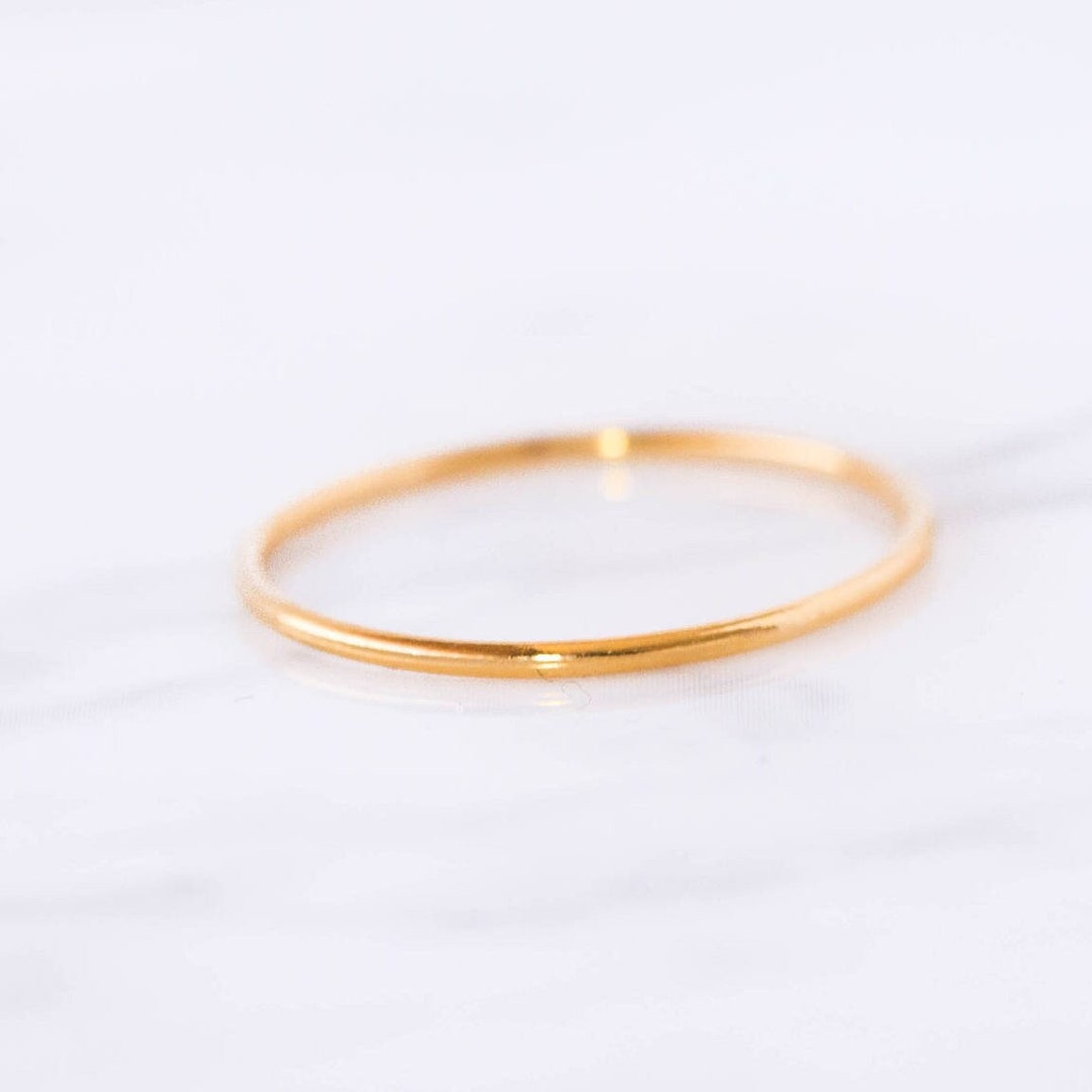 Thin Gold Stacking Ring 14k Gold Fill Dainty Round Band - Etsy
