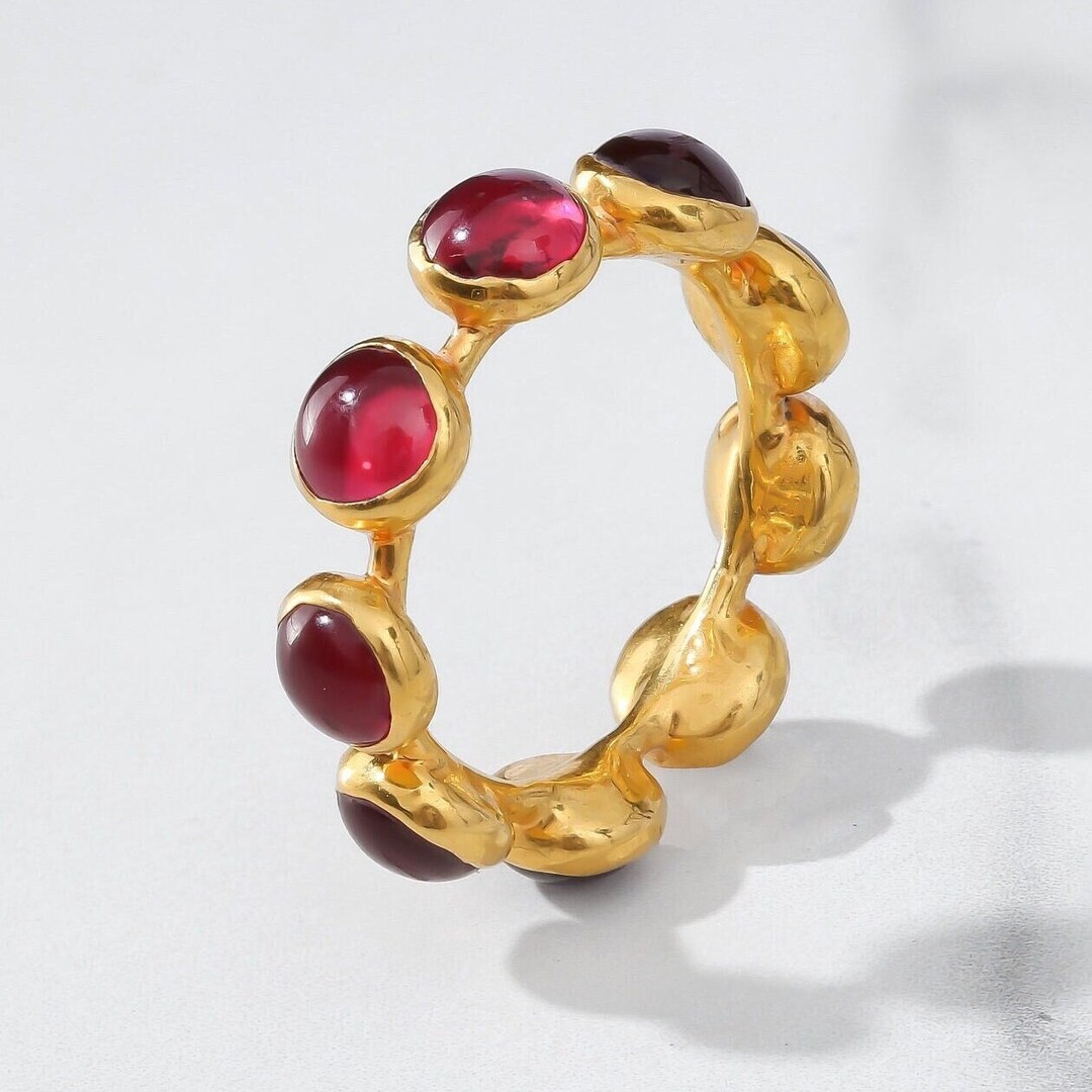 Glowing Ruby Ring Full Eternity Band Gold Filled Genuine Ruby July ...