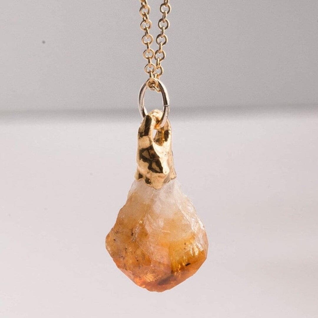 Large Raw Citrine Necklace • Gold Filled • November Birthstone ...