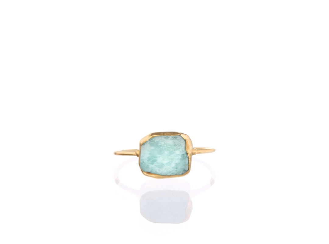 Raw Amazonite Ring • Chunky Gemstone Whimsigoth Statement Ring ...