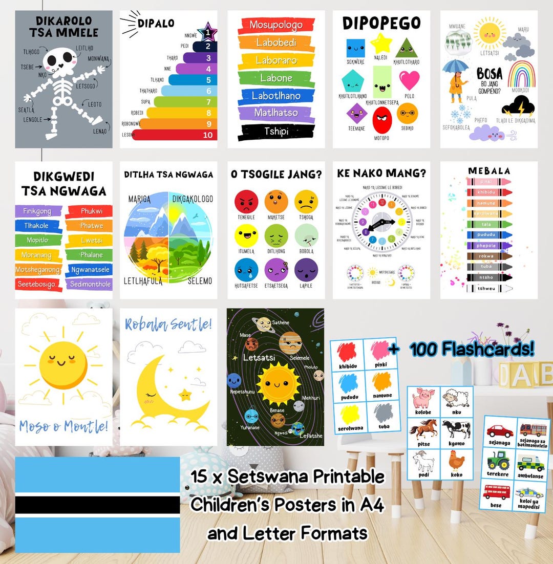 Setswana Tswana Language Printable Educational Classroom / Nursery ...