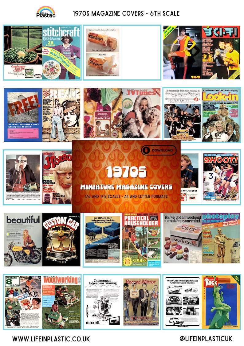 1970s Miniature Magazine Covers - 12th + 6th Scale for Dollhouse ...