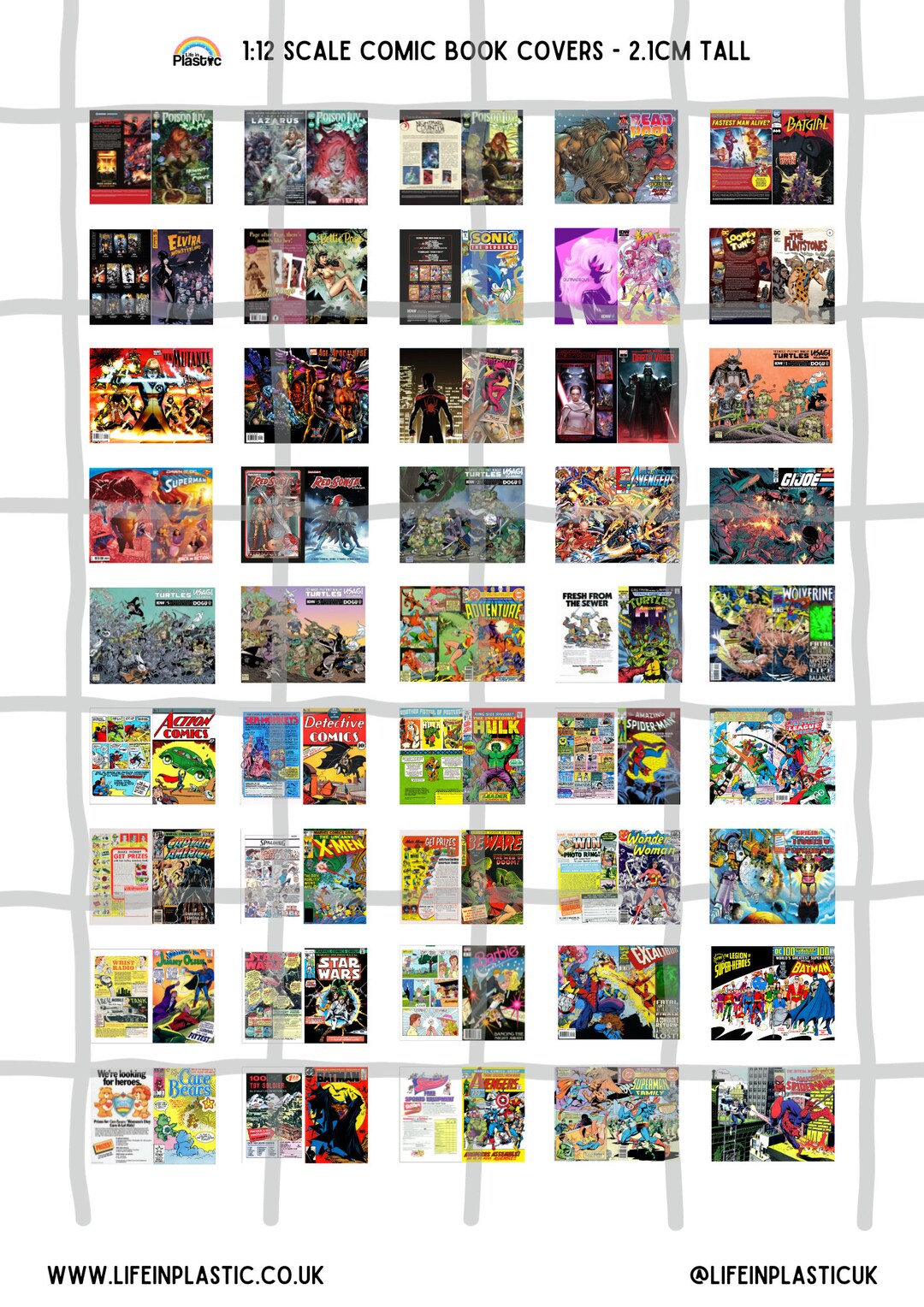 30 12th 1:12 and 6th 1/6 Scale Miniature Download Printable Dollhouse / Action Figure Comic Book ...