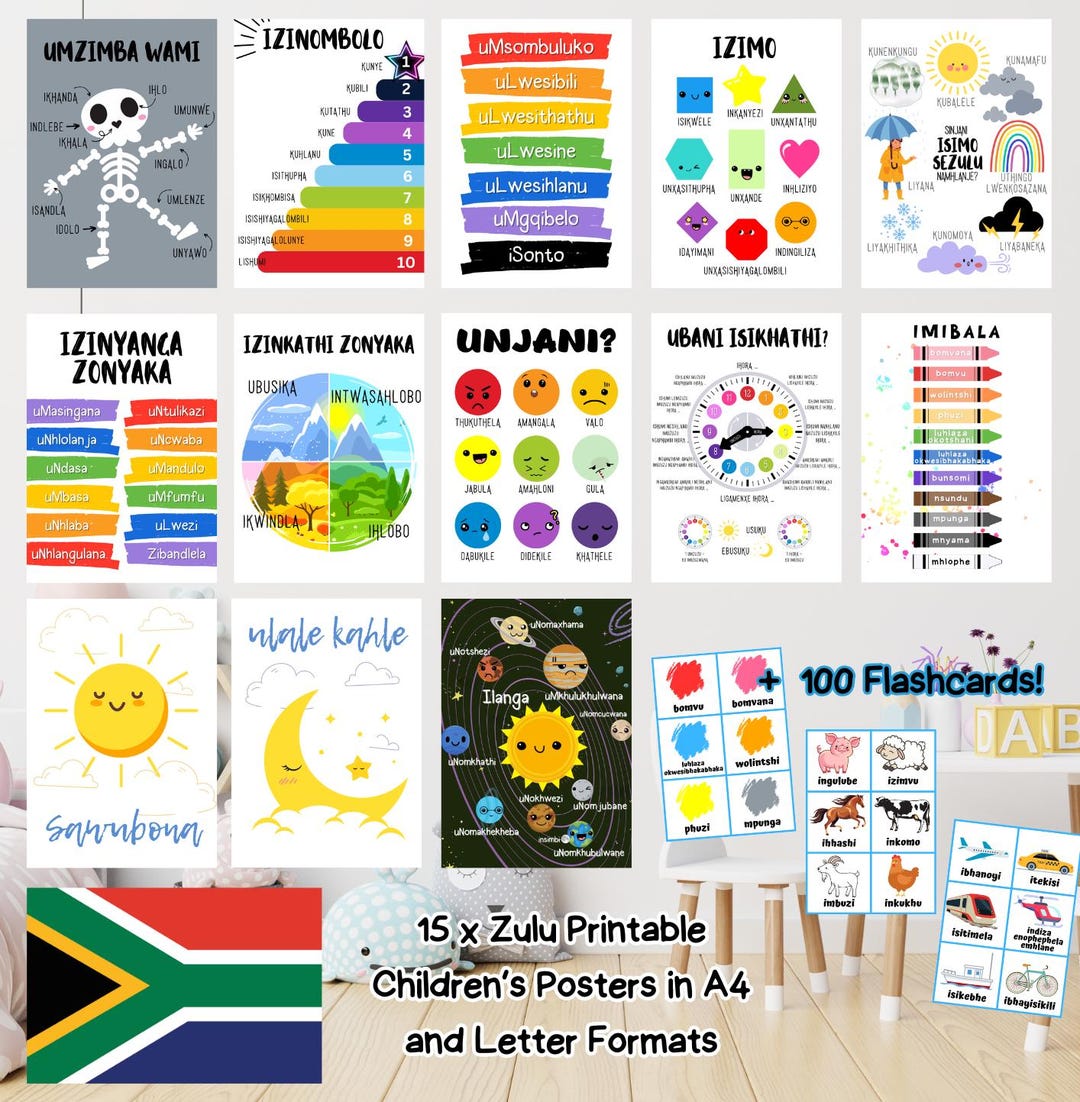 Zulu Language Isizulu Printable Educational Classroom / Nursery Posters ...