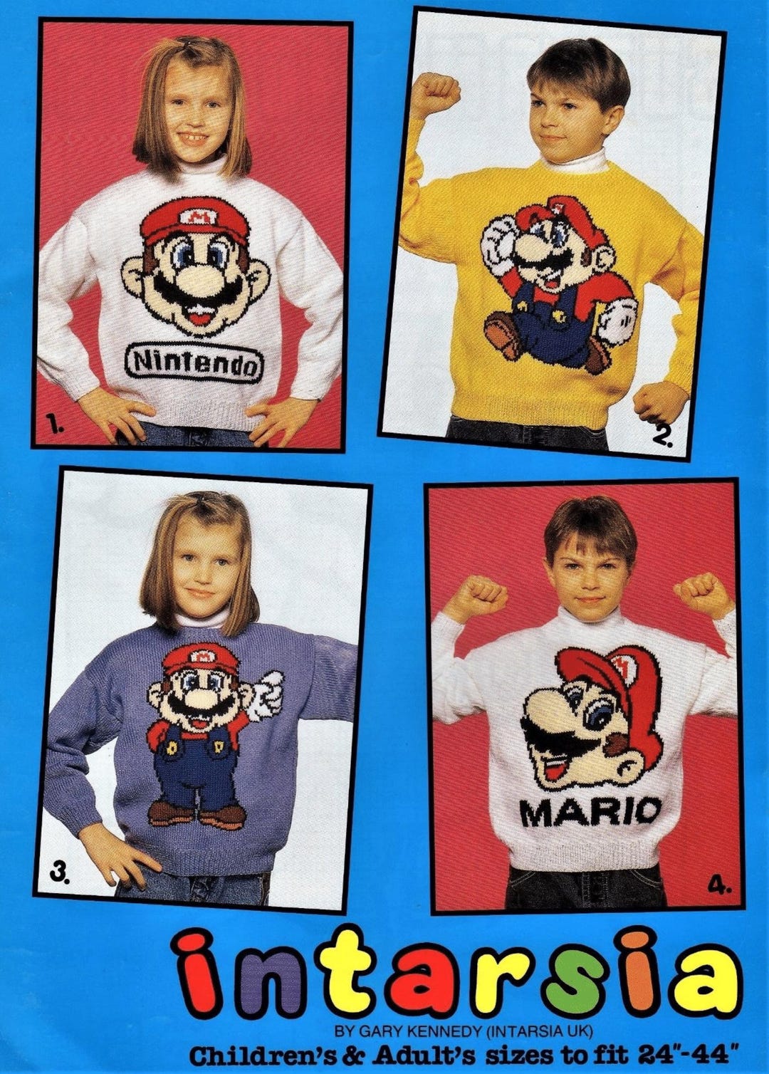 Vintage Super Mario Knitting Pattern Scans - Gary Kennedy Intarsia UK ...