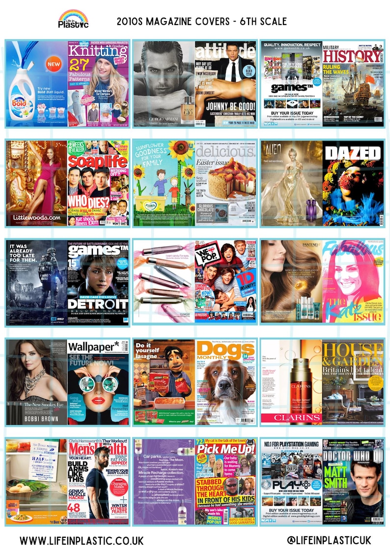 2010s Miniature Magazine Covers - 12th + 6th Scale for Dollhouse ...