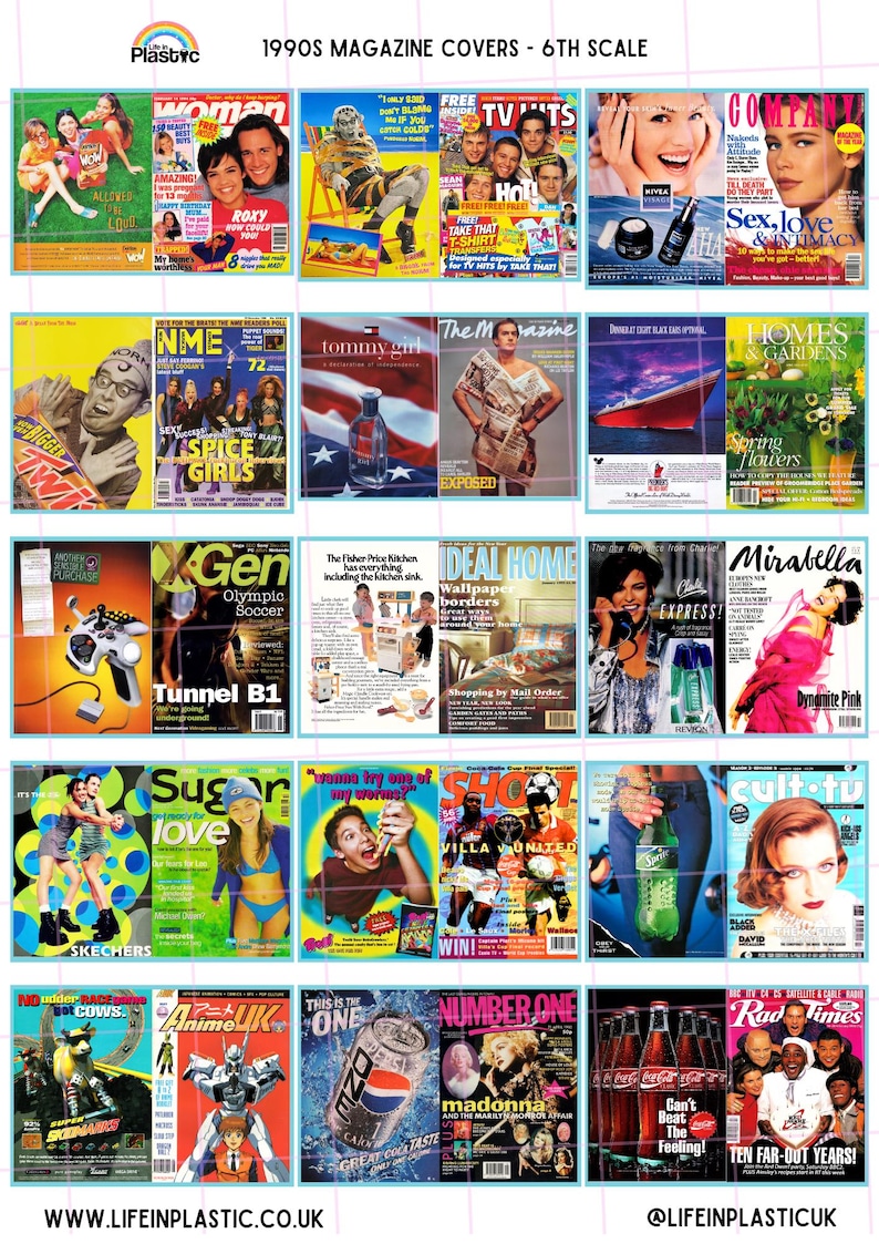 1990s Miniature Magazine Covers - 12th + 6th Scale - Printable Digital ...