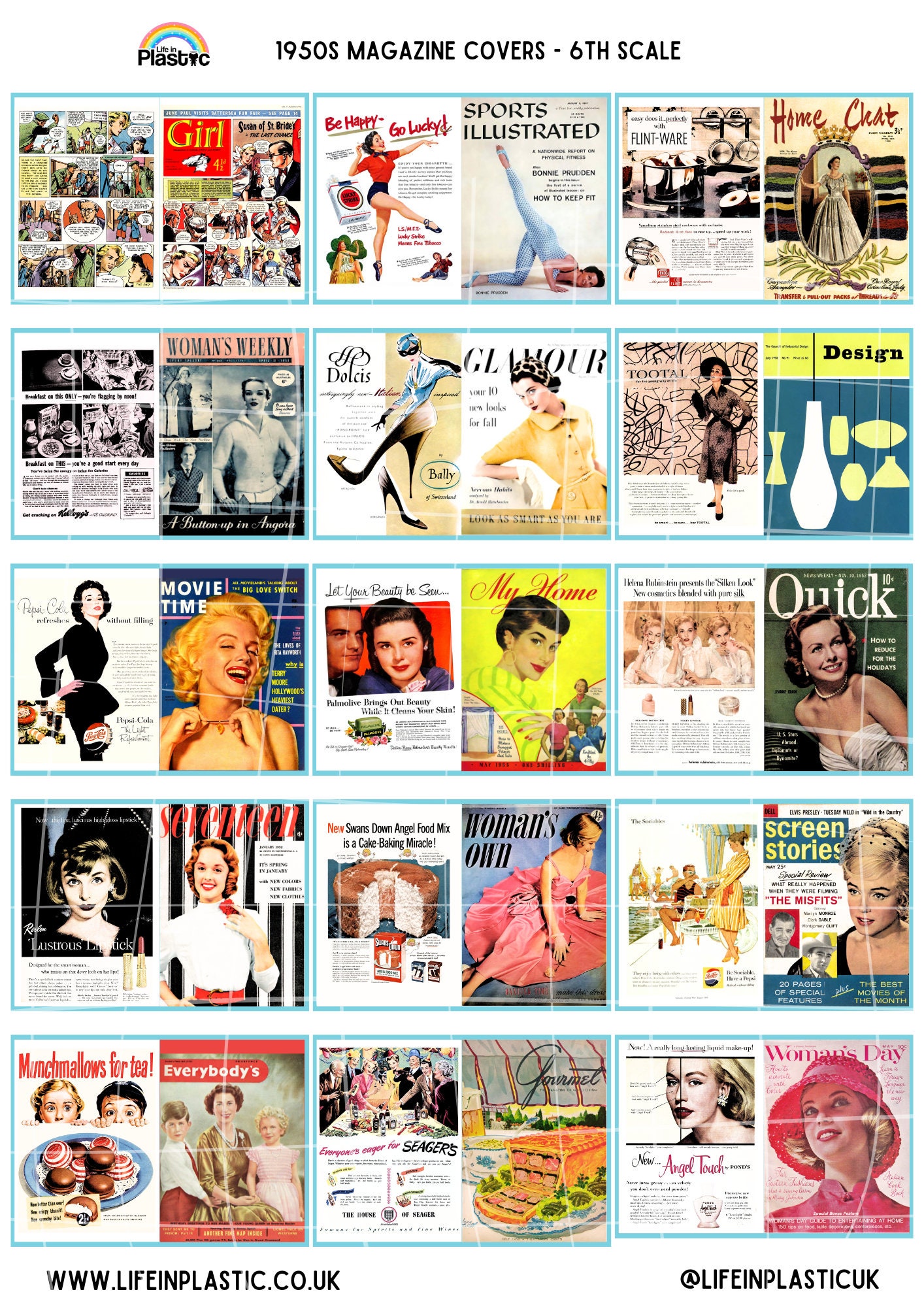 1950s Miniature Magazine Covers - 12th + 6th Scale for Dollhouse ...