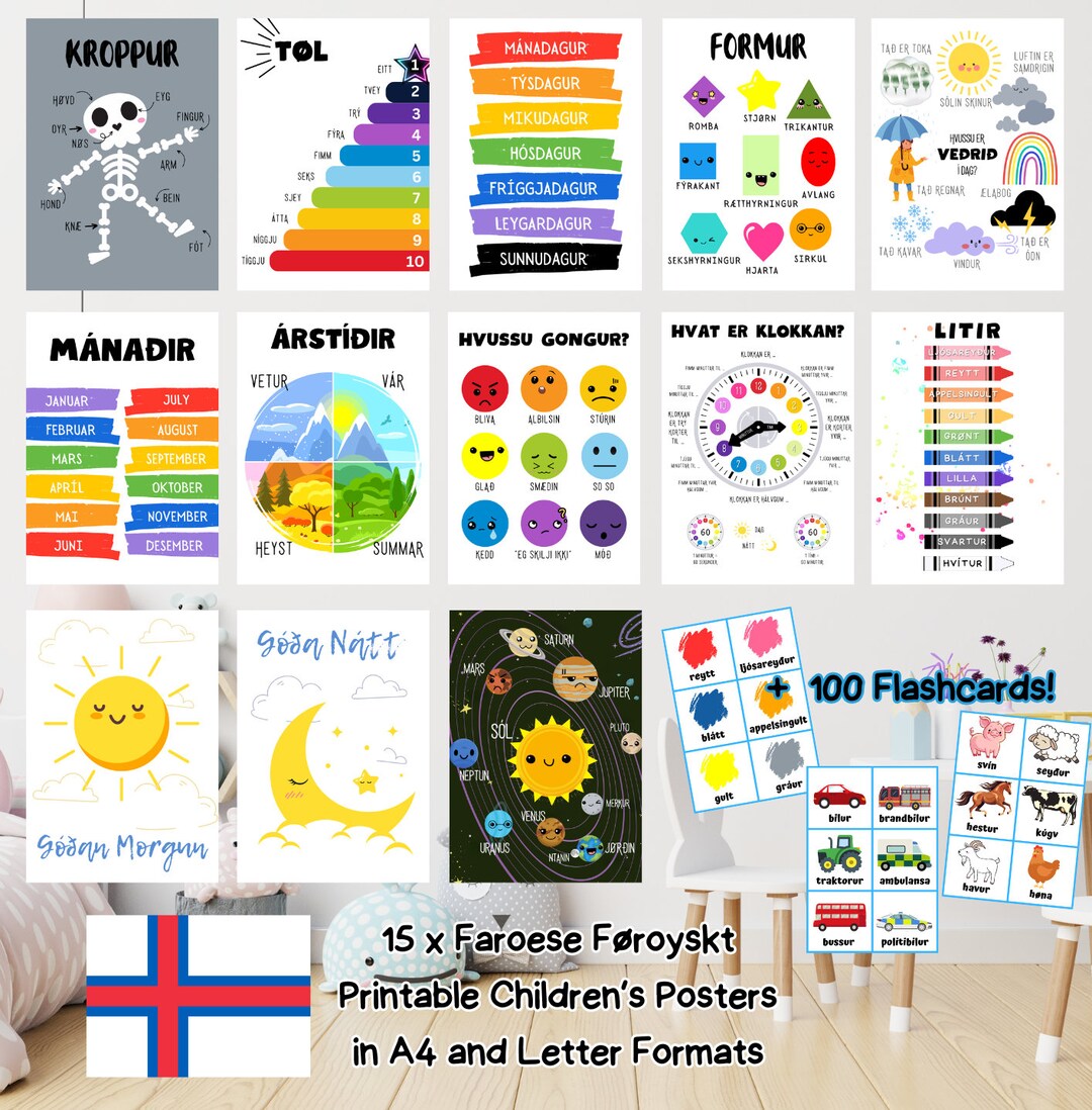 Faroese Føroyskt Language Printable Educational Classroom / Nursery ...