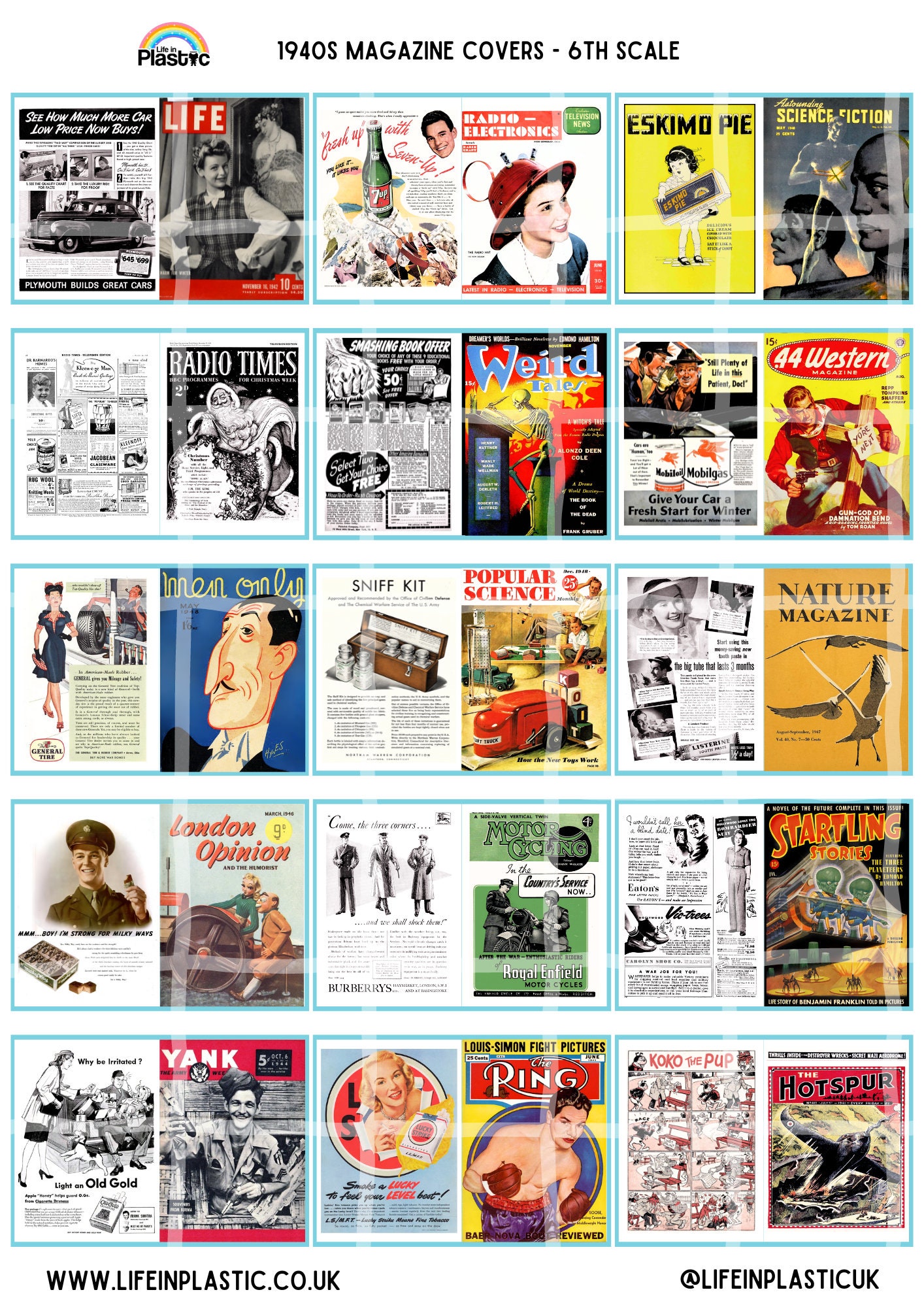 1940s Miniature Magazine Covers - 12th + 6th Scale for Dollhouse ...