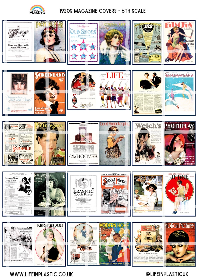 1920s Miniature Magazine Covers - 12th + 6th Scale for Dollhouse ...
