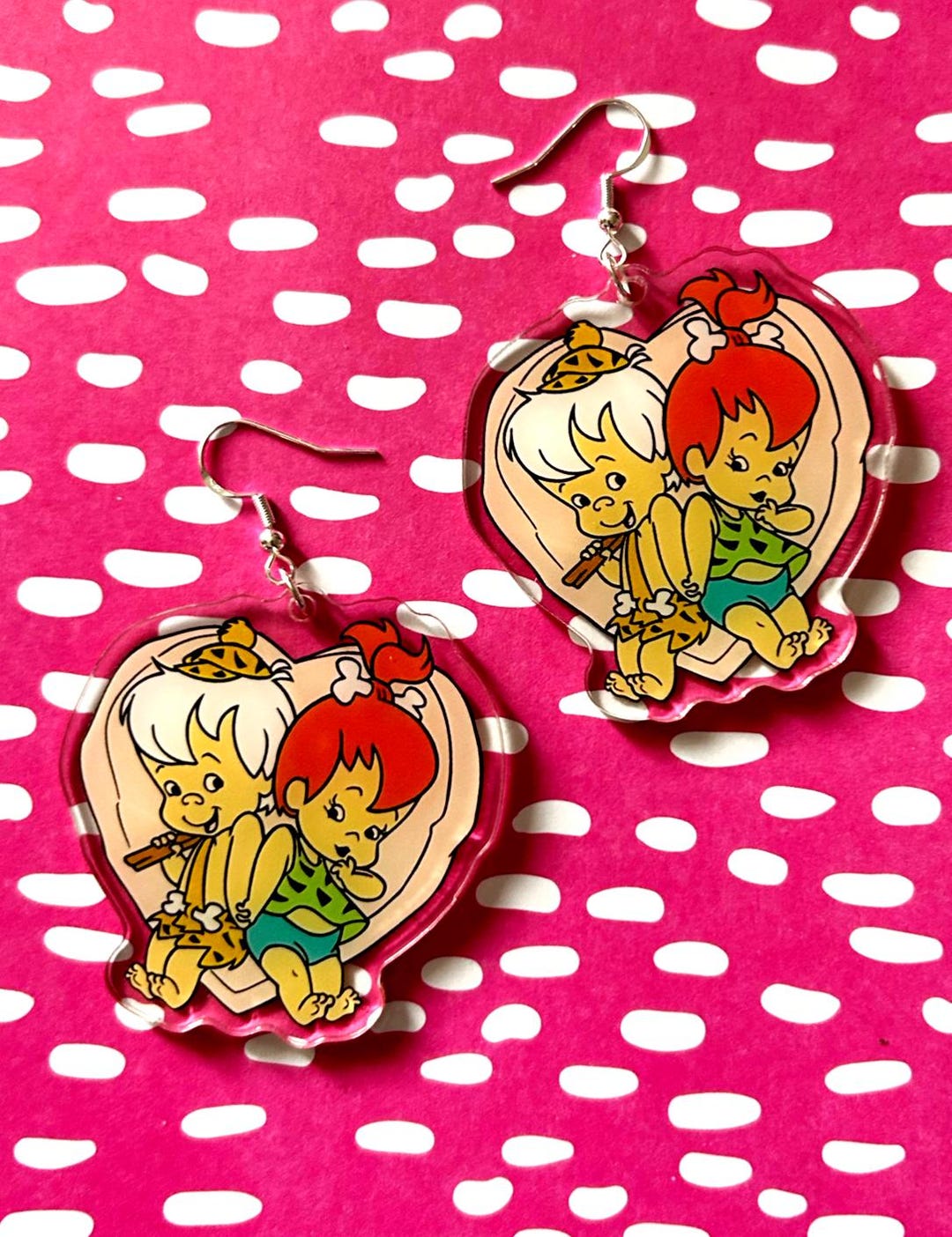 Flintstones Heart Earrings - Retro 1980s 1990s Kidult Nostalgia - Etsy